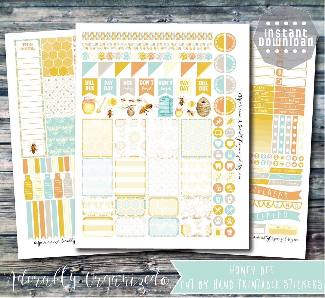 Honey Bee,printable PLANNER Stickers,planner Sticker Kit,erin Condren ...