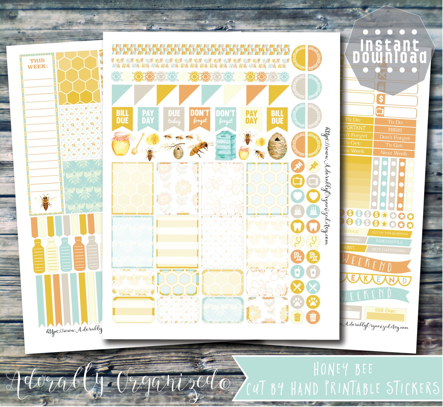Honey Beeprintable PLANNER Stickersplanner Sticker Kiterin - Etsy