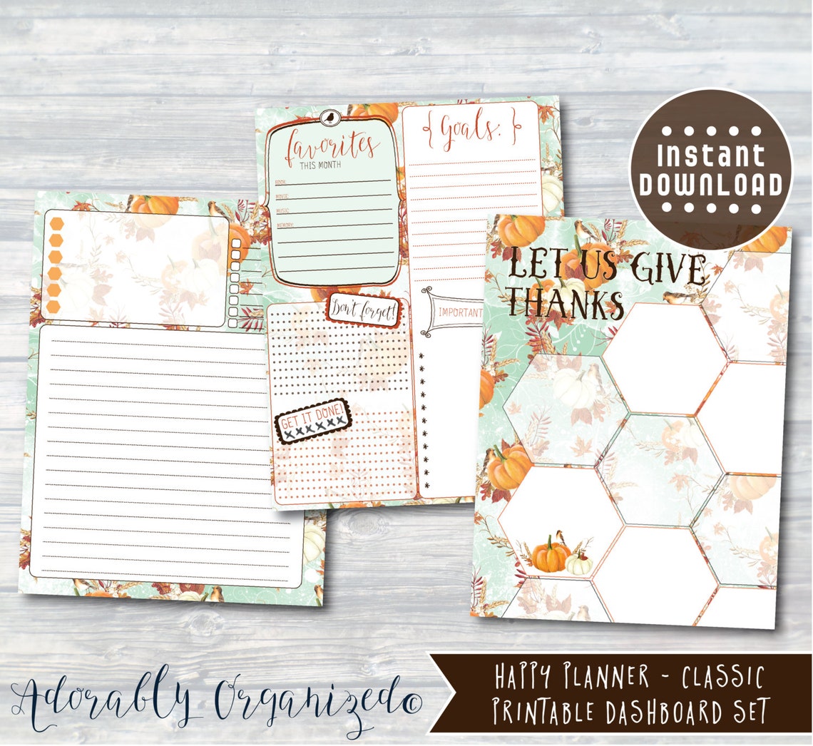 HAPPY PLANNER PRINTABLE Planner Bundle / Inserts - 7 X 9.25 | Autumn ...