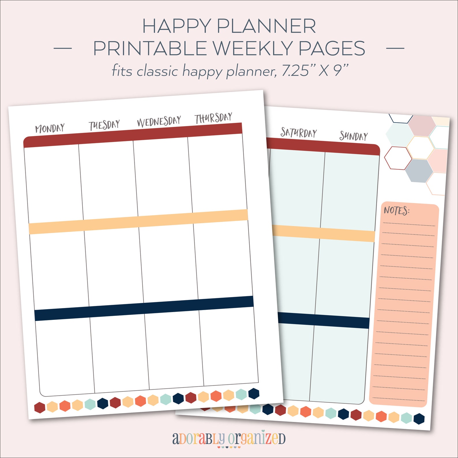 Happy Planner PRINTABLE Weekly Planner Refills / Inserts - 7 X 9.25 ...