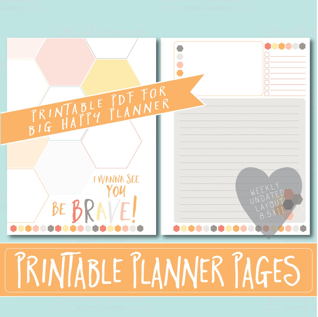 HAPPY PLANNER Printable Filler Pages | Planner Refills / BIG Inserts ...