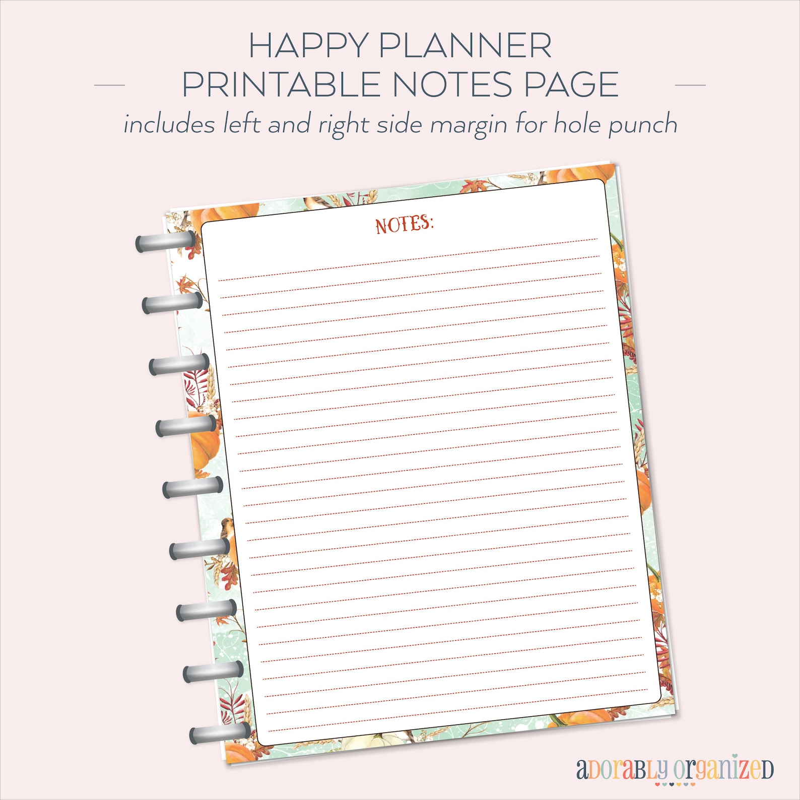 HAPPY PLANNER PRINTABLE Notes Planner Pages / Inserts - 7 X 9.25 ...