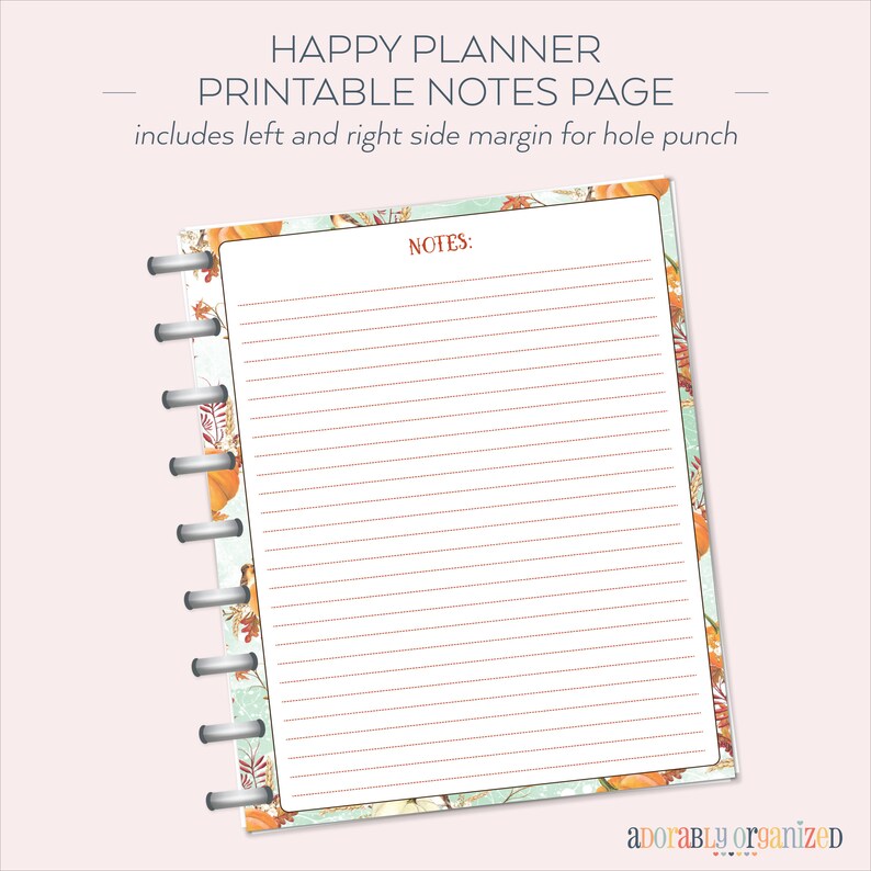 HAPPY PLANNER PRINTABLE Notes Planner Pages / Inserts - 7 X 9.25 ...