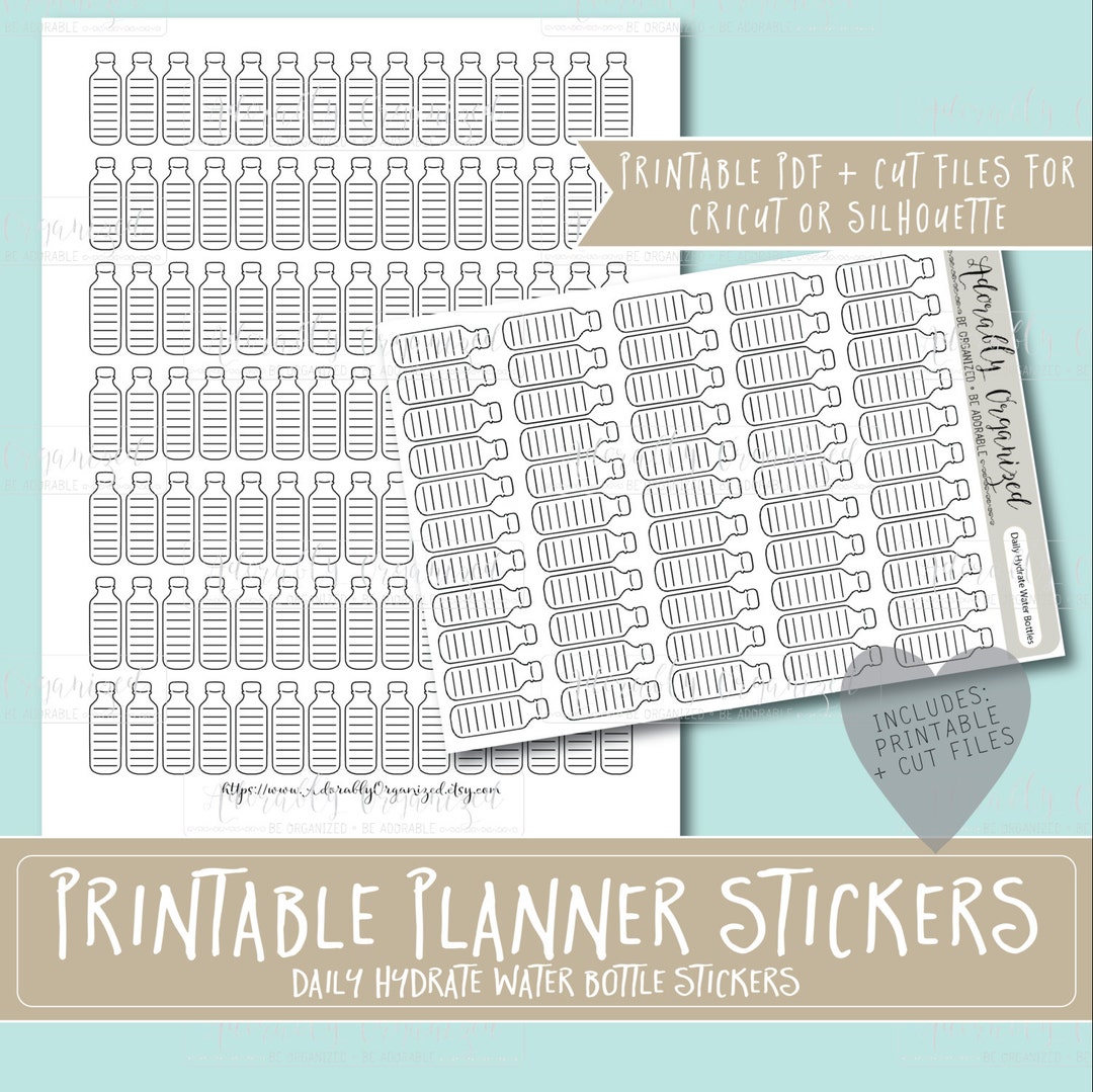 Daily Hydrate Water Bottles,printable PLANNER Stickers,erin Condren ...