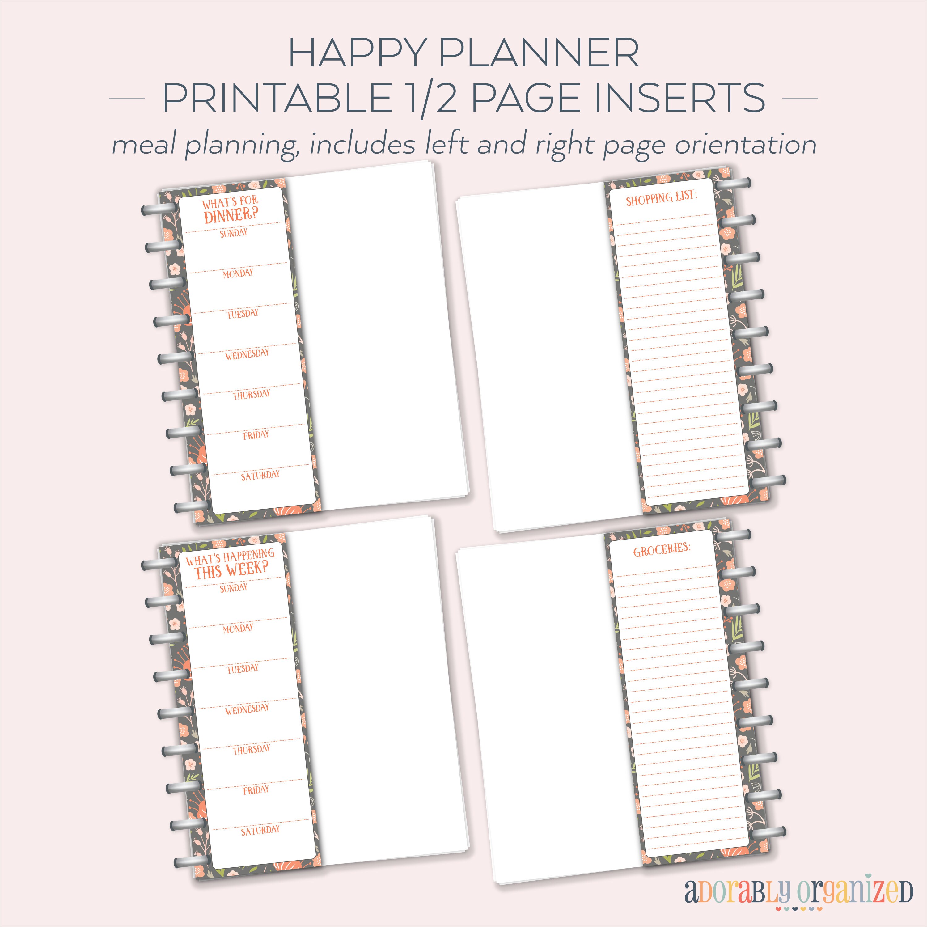 HAPPY PLANNER PRINTABLE Planner Pages / Inserts 3.5 X 9.25 | Etsy