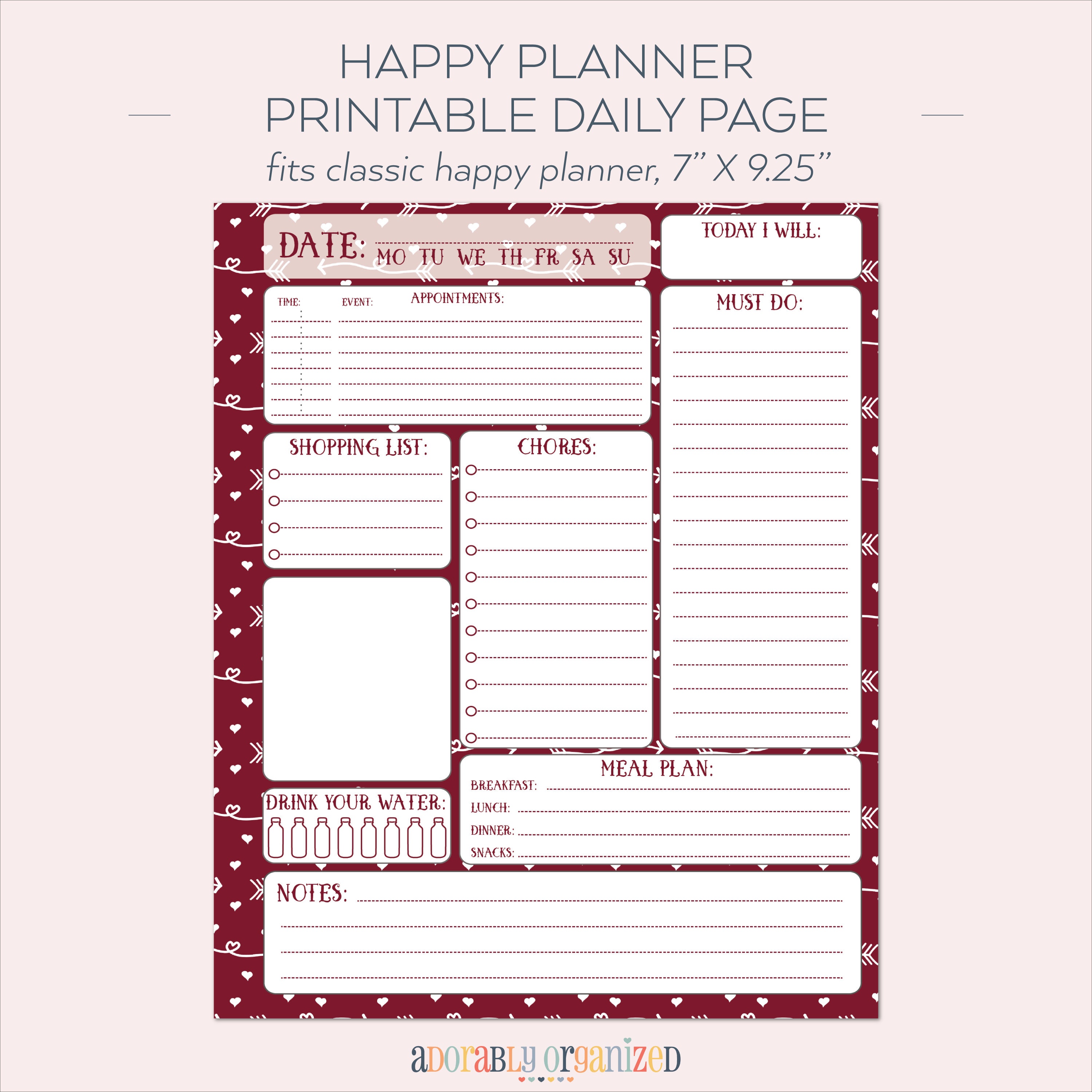 HAPPY PLANNER PRINTABLE Daily Planner Refills / Inserts 7 X - Etsy