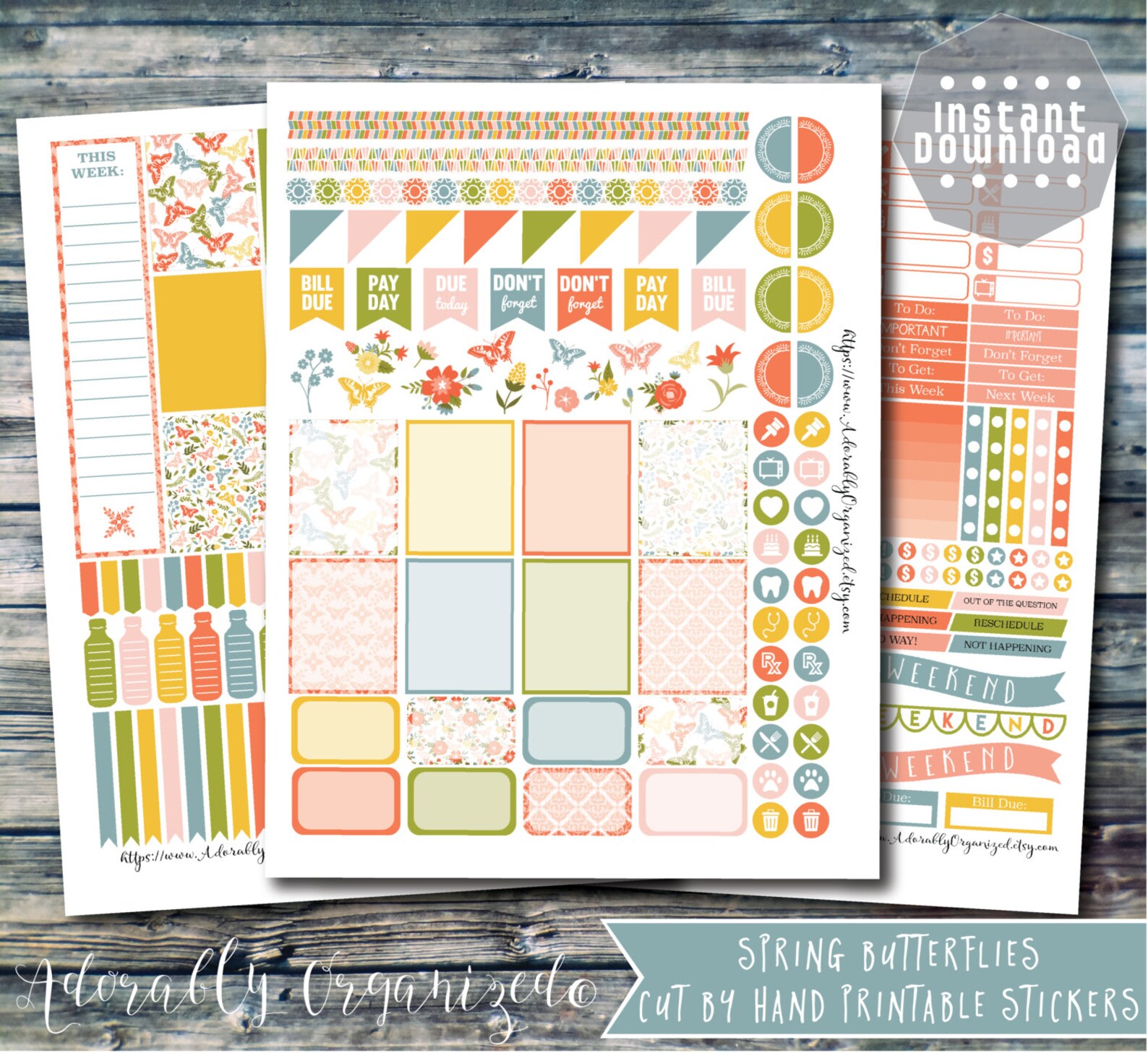 Spring Butterflies,printable PLANNER Stickers,planner Sticker Kit,erin ...