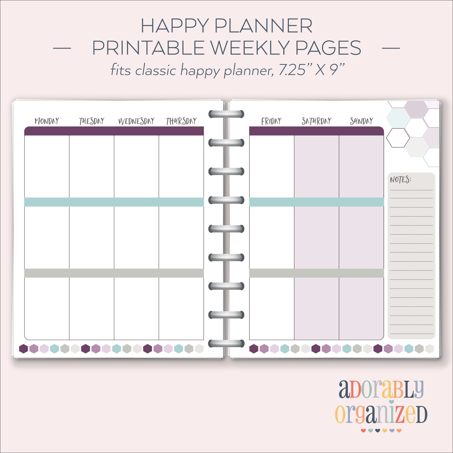 Happy Planner PRINTABLE Weekly Planner Refills / Inserts - 7 X 9.25 ...