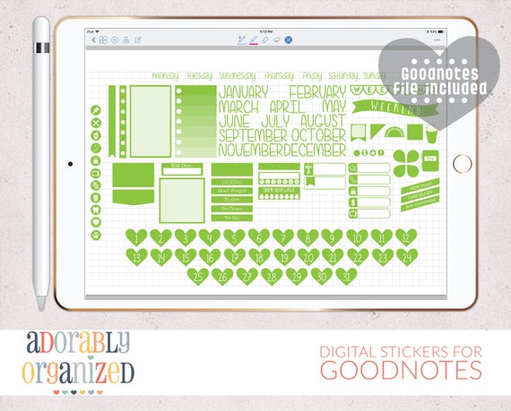 DIGITAL Planner Stickers for Goodnotes Ipad Instant | Etsy
