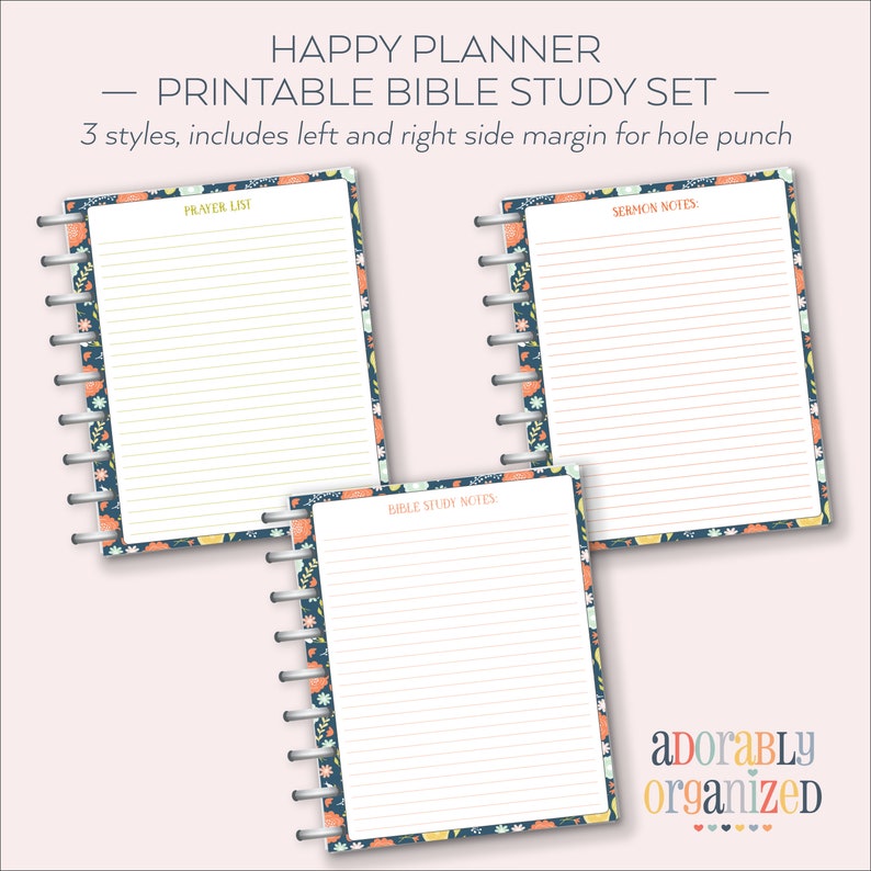 HAPPY PLANNER PRINTABLE Bible Study Planner Pages / Inserts - 7 X 9.25 ...