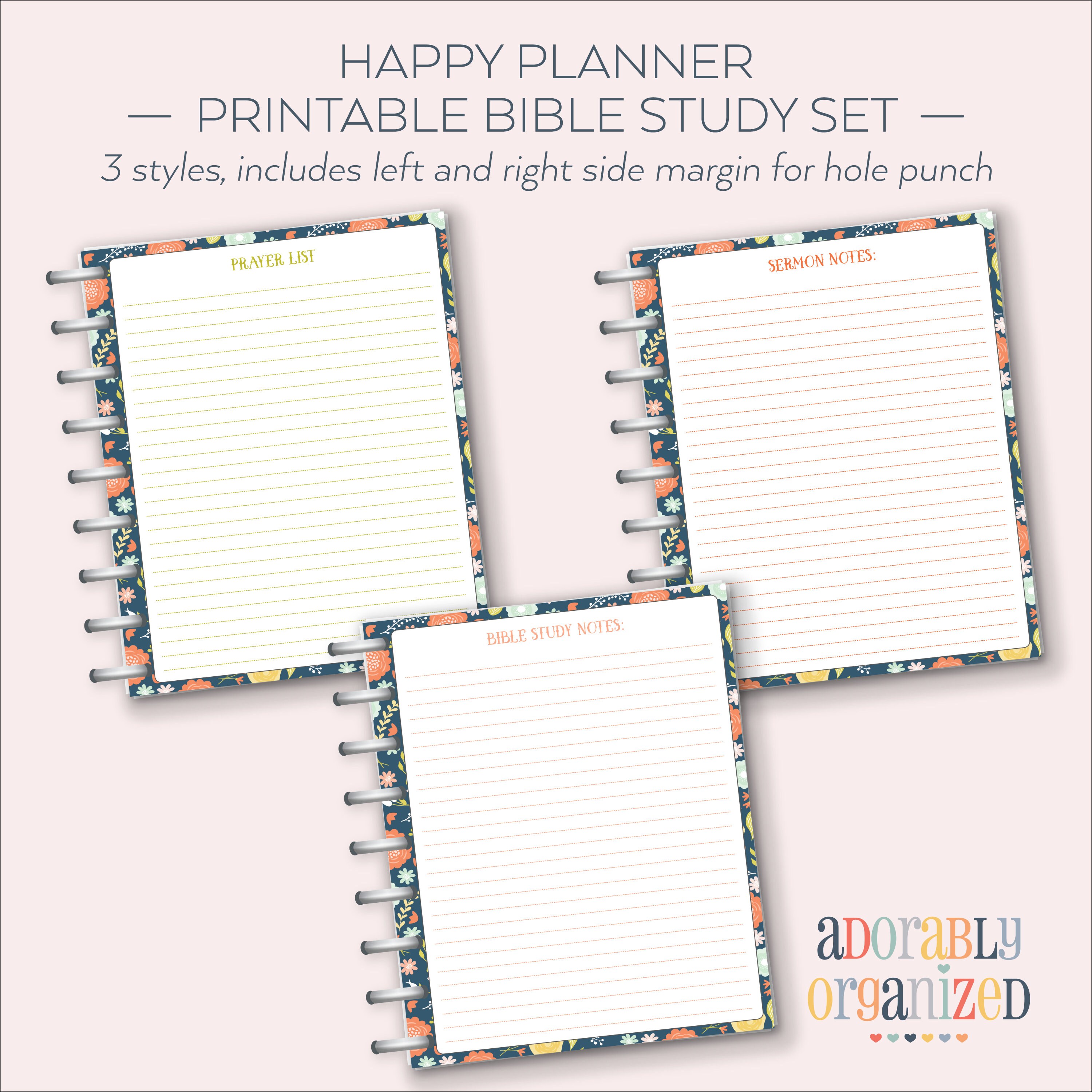 HAPPY PLANNER PRINTABLE Bible Study Planner Pages / Inserts - 7 X 9.25 ...