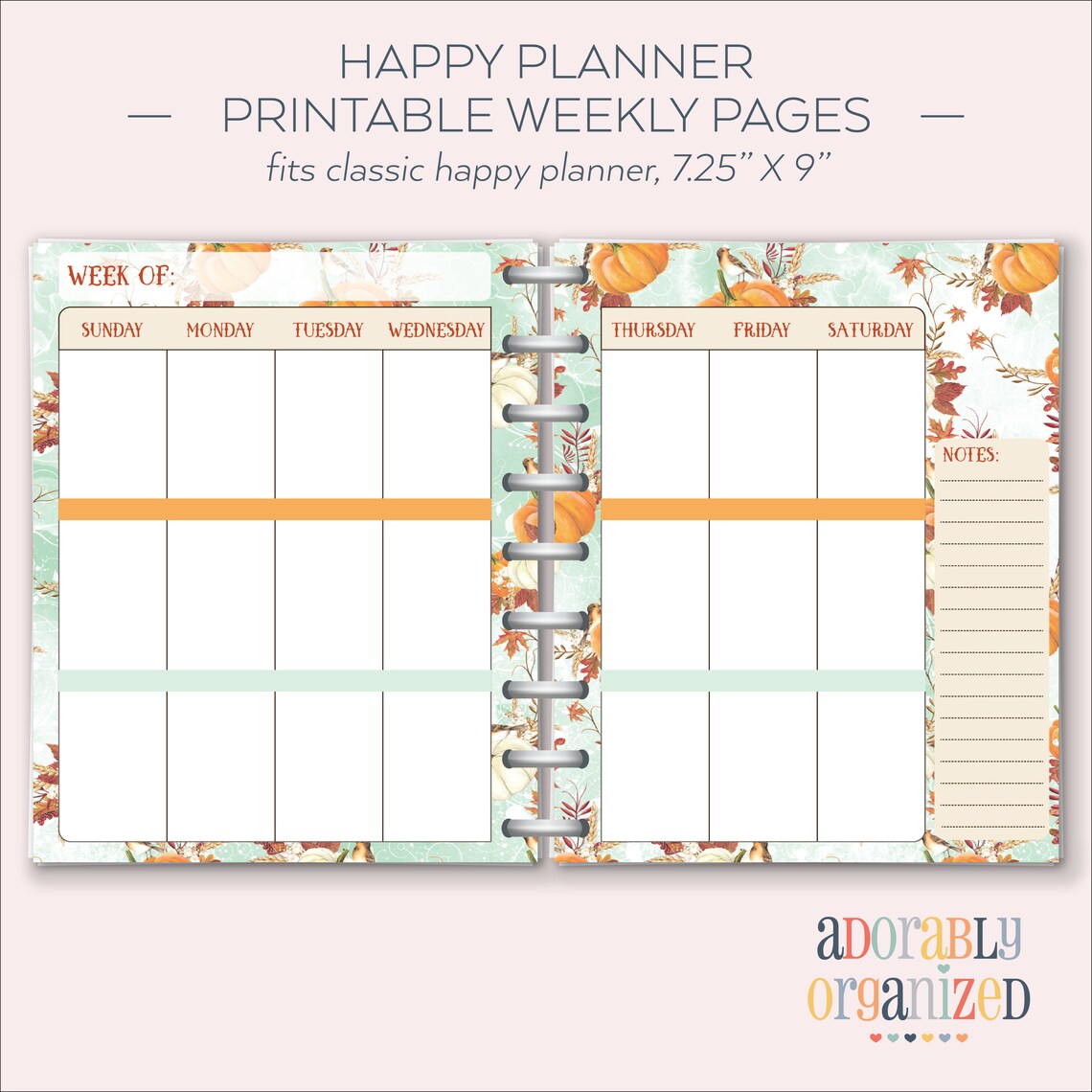 HAPPY PLANNER PRINTABLE Weekly Planner Refills / Inserts - 7 X 9.25 ...