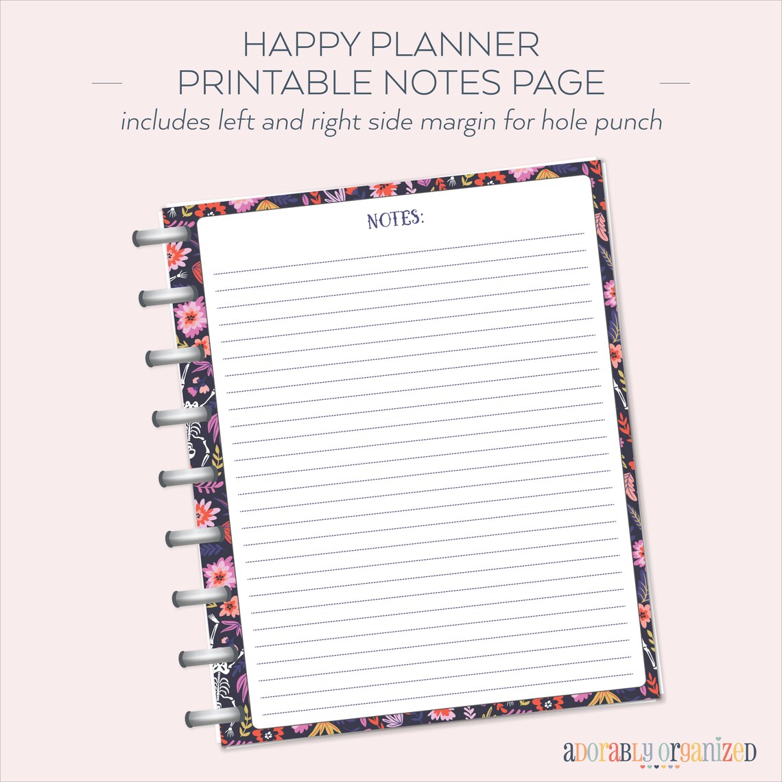 HAPPY PLANNER PRINTABLE Notes Planner Pages / Inserts - 7 X 9.25 ...