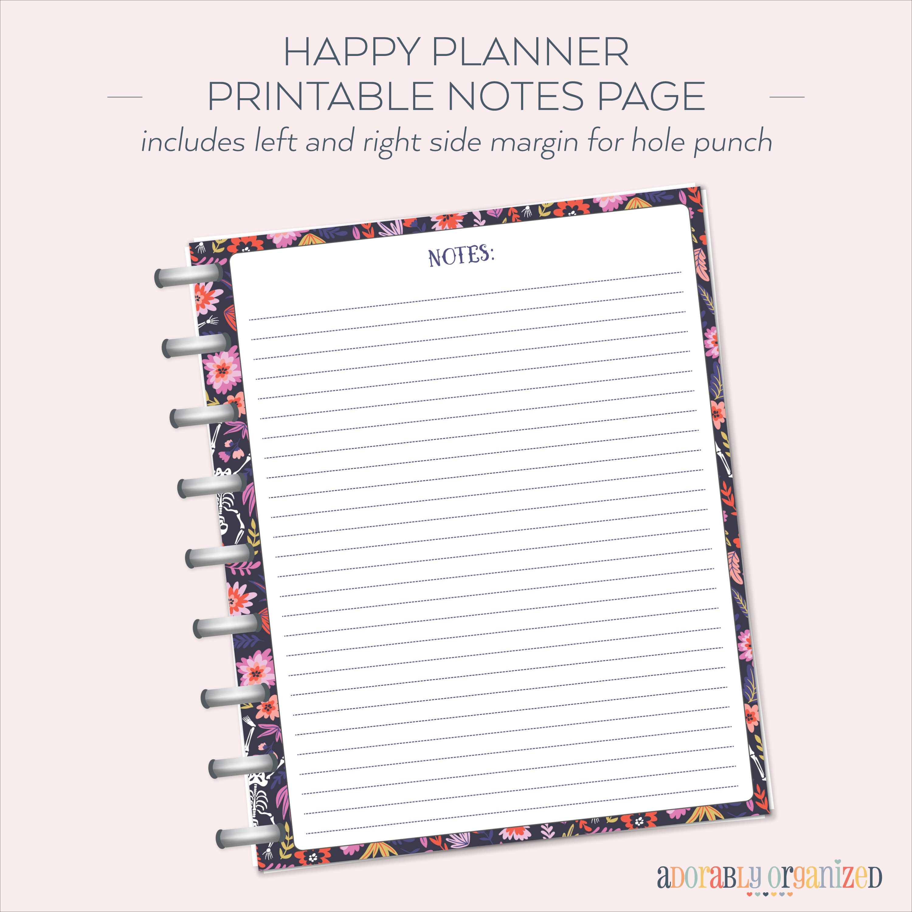 HAPPY PLANNER PRINTABLE Notes Planner Pages / Inserts - 7 X 9.25 ...