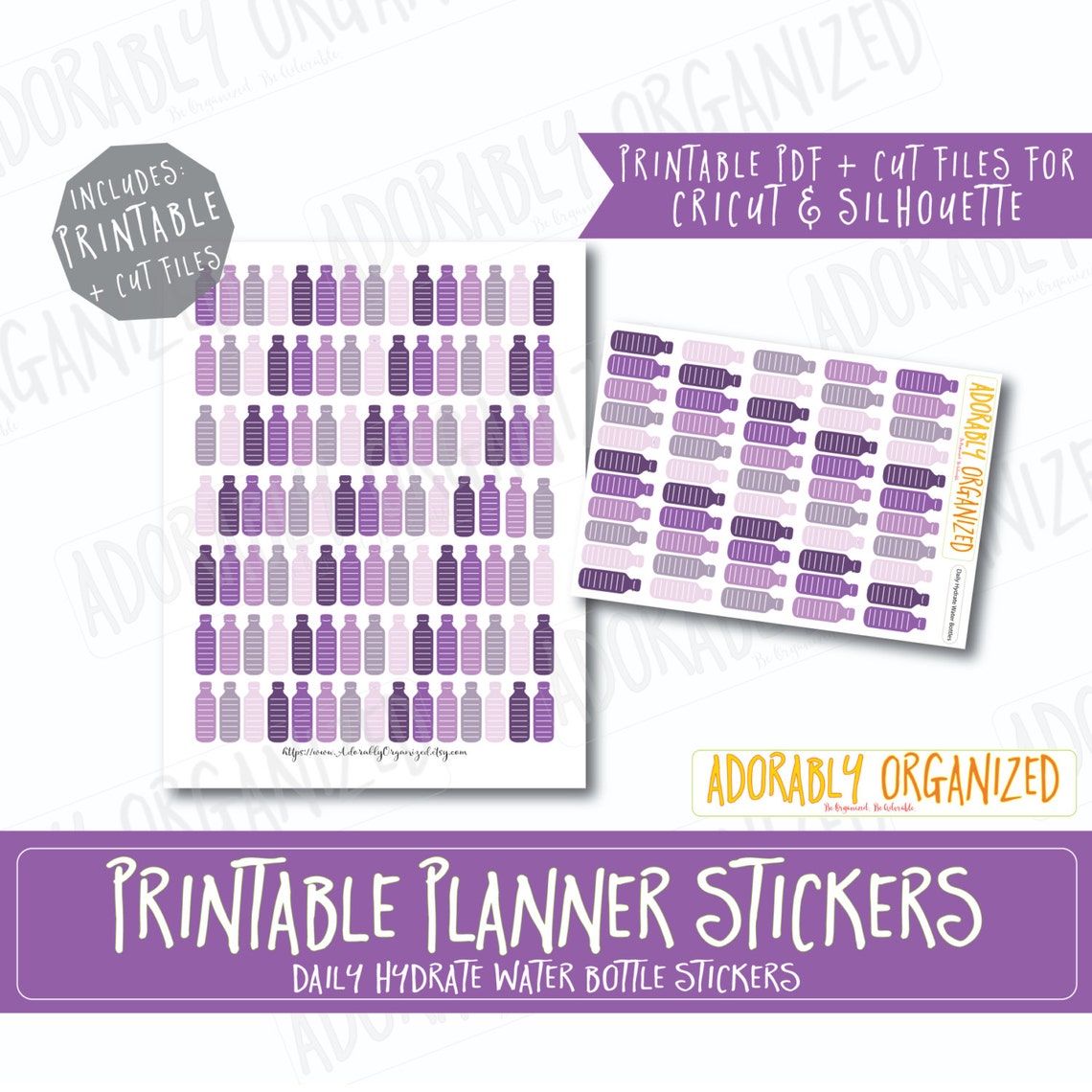 Daily Hydrate Water Bottles,printable PLANNER Stickers,erin Condren ...
