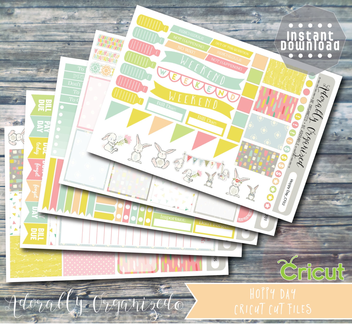 Hoppy Day,printable PLANNER Stickers,planner Sticker Kit,erin Condren ...