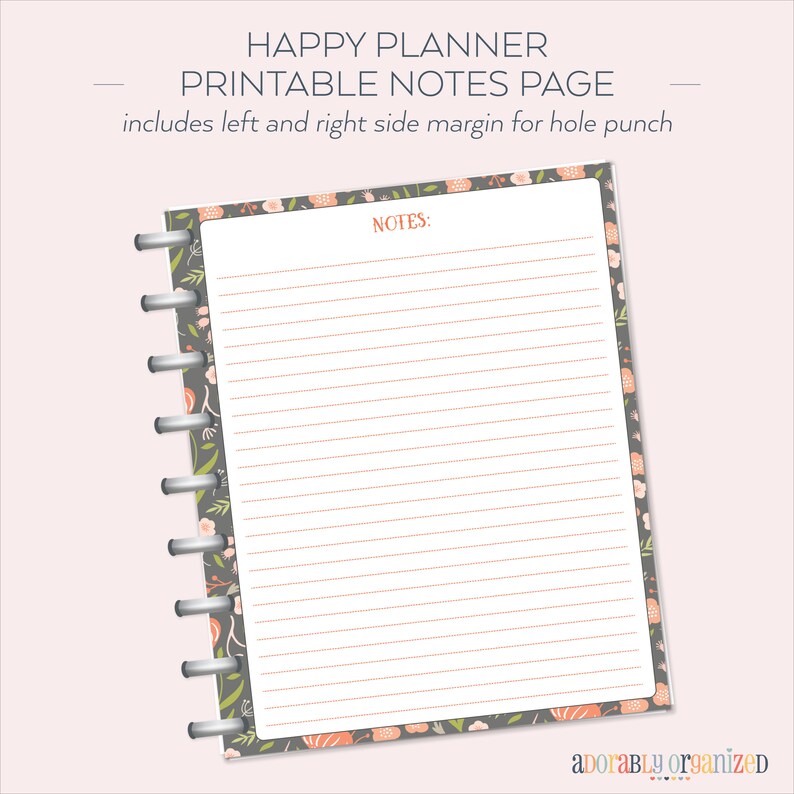 HAPPY PLANNER PRINTABLE Notes Planner Pages / Inserts 7 X 9.25 Fall ...