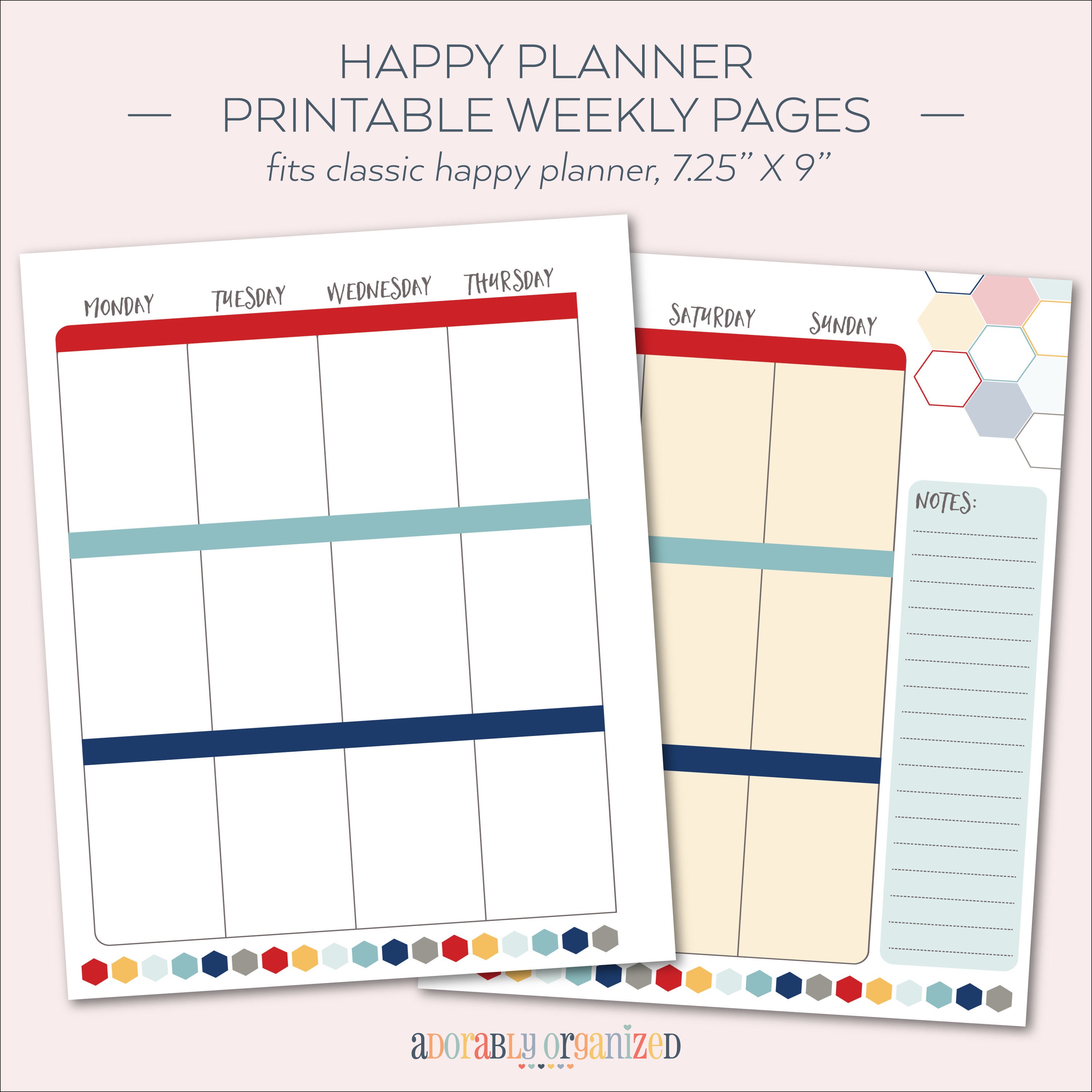 Happy Planner PRINTABLE Weekly Planner Refills / Inserts - 7 X 9.25 ...
