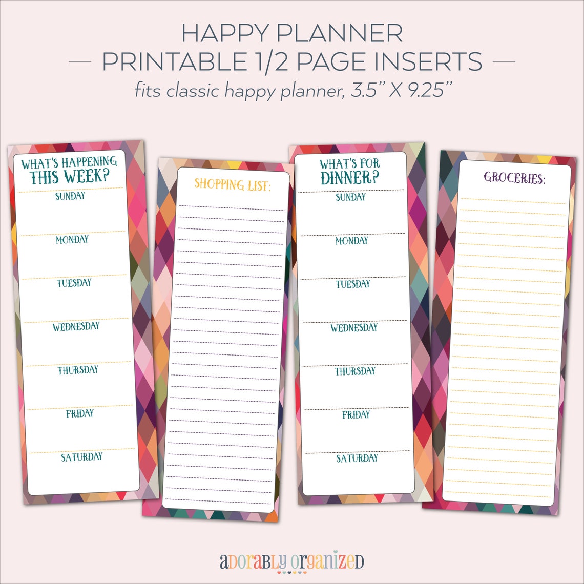 HAPPY PLANNER PRINTABLE Planner Pages / Inserts 3.5 X 9.25 - Etsy