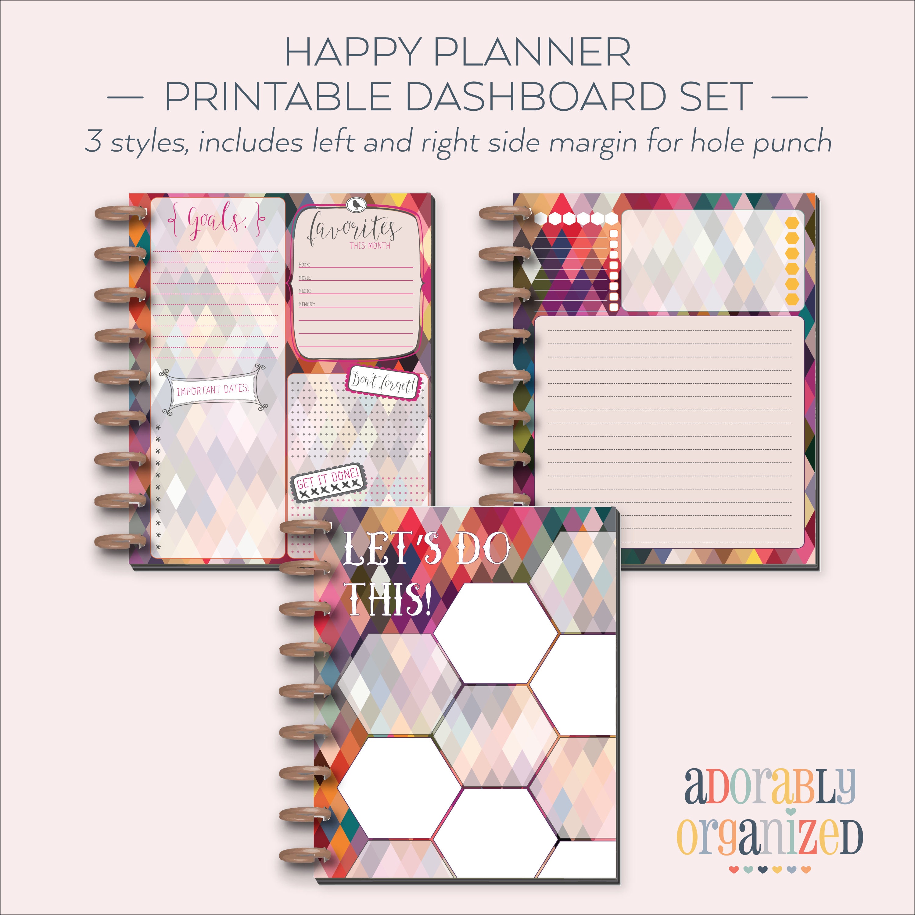 HAPPY PLANNER PRINTABLE Dashboard Planner Pages / Inserts - 7 X 9.25 ...