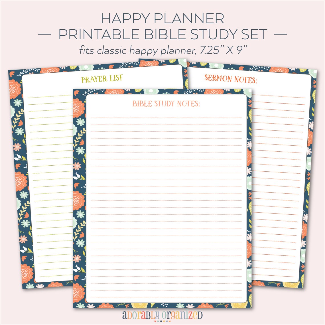 HAPPY PLANNER PRINTABLE Bible Study Planner Pages / Inserts - 7 X 9.25 ...