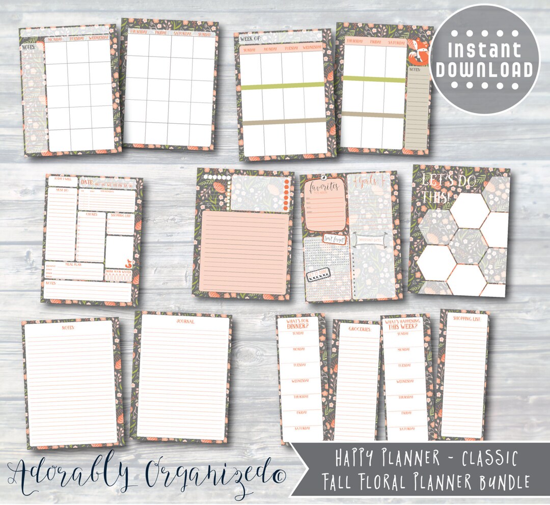 HAPPY PLANNER PRINTABLE Planner Bundle / Inserts - 7 X 9.25 | Fall ...