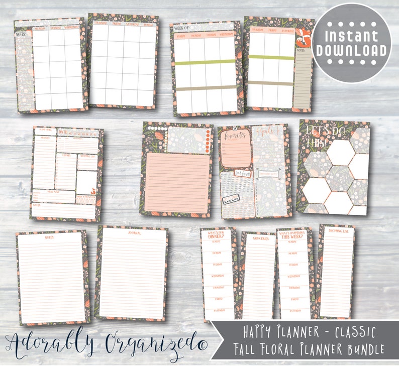 HAPPY PLANNER PRINTABLE Planner Bundle / Inserts - 7 X 9.25 | Fall ...