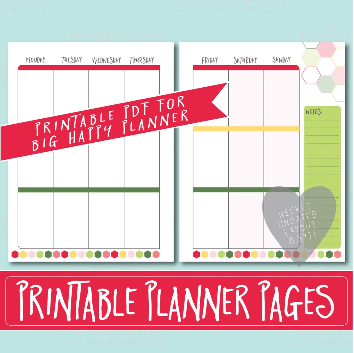 HAPPY PLANNER Printable Weekly Planner Refills / BIG Inserts - 8.5 X 11 ...