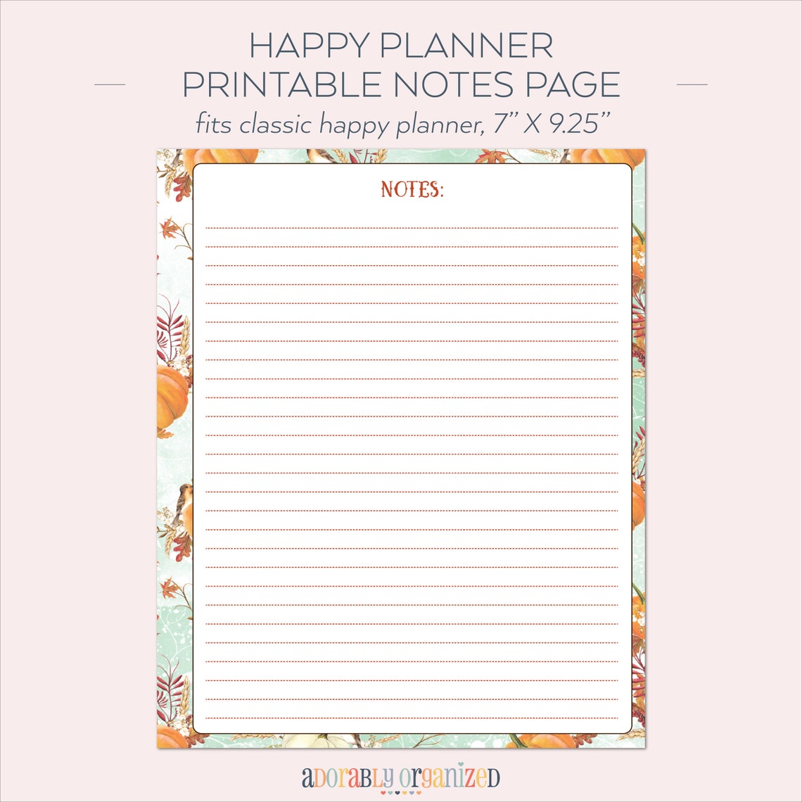 HAPPY PLANNER PRINTABLE Notes Planner Pages / Inserts - 7 X 9.25 ...