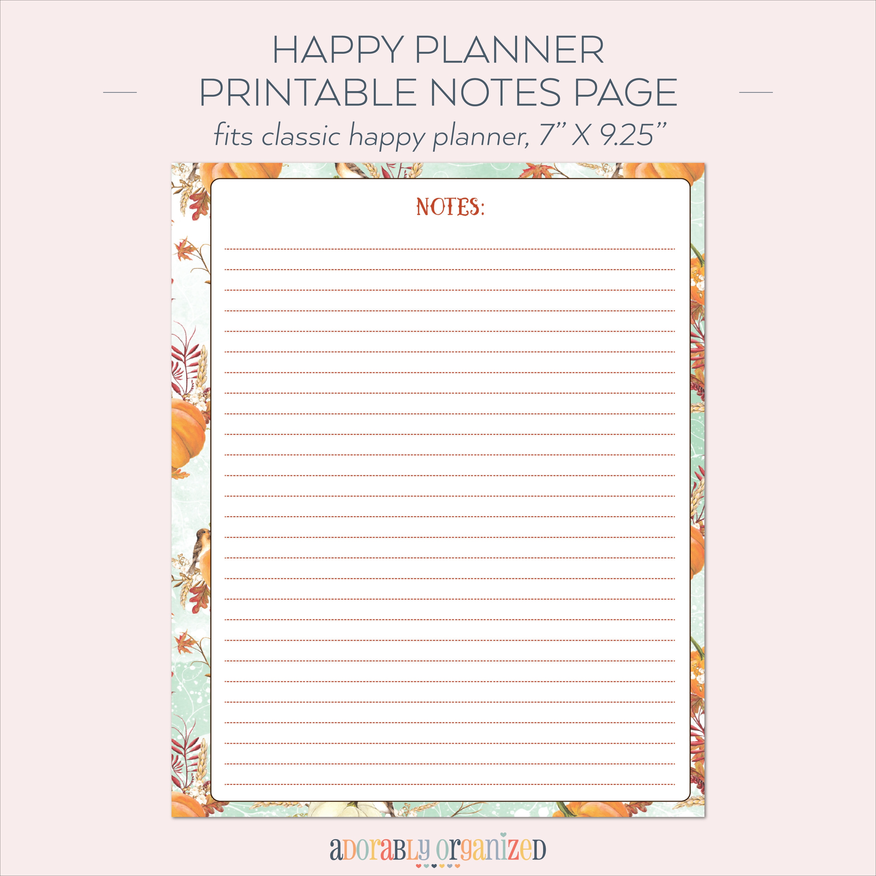 HAPPY PLANNER PRINTABLE Notes Planner Pages / Inserts - 7 X 9.25 ...