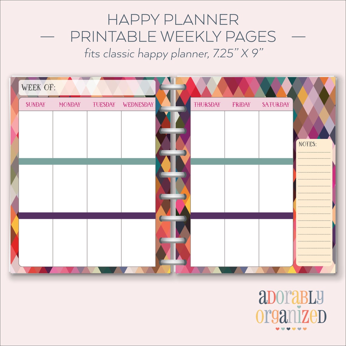 HAPPY PLANNER PRINTABLE Weekly Planner Refills / Inserts - 7 X 9.25 ...