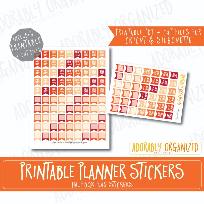 Half Box Flag Stickers,printable PLANNER Stickers,erin Condren Planner ...