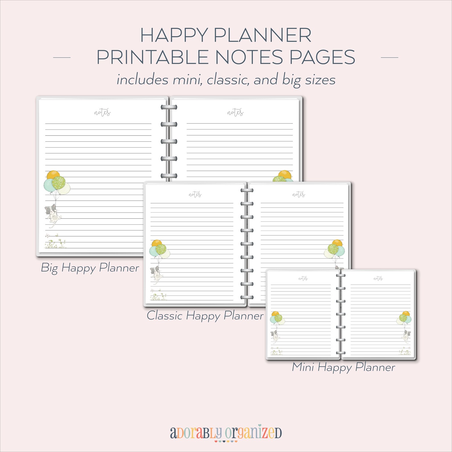HAPPY PLANNER Printable Notes Planner Pages | Refills | Inserts ...