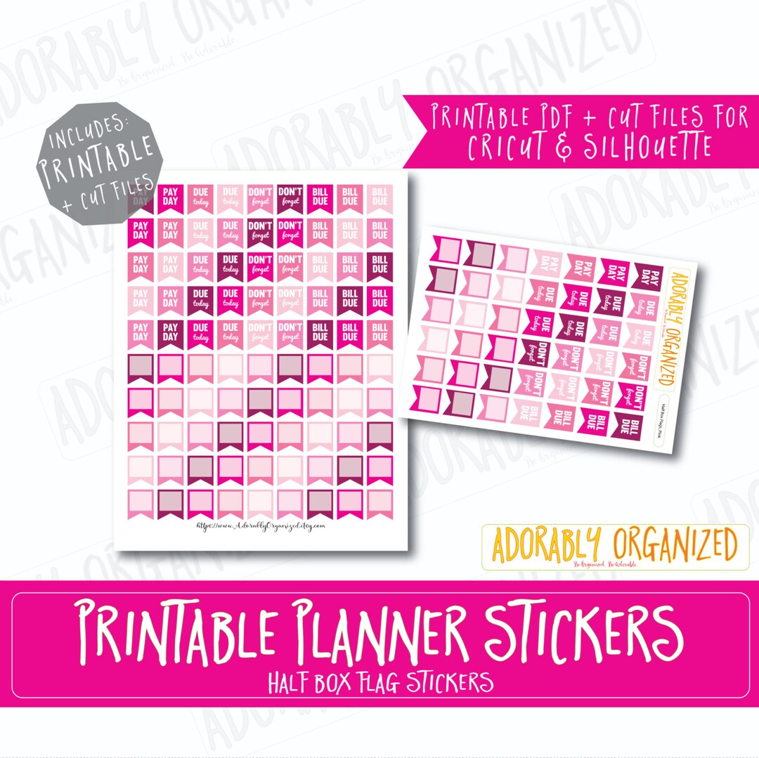 Half Box Flag Stickers,printable PLANNER Stickers,erin Condren Planner ...