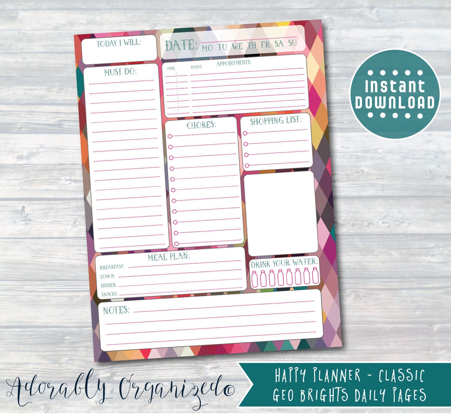 HAPPY PLANNER PRINTABLE Planner Bundle / Inserts 7 X 9.25 - Etsy