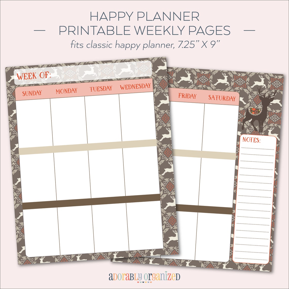 HAPPY PLANNER PRINTABLE Weekly Planner Refills / Inserts - 7 X 9.25 ...