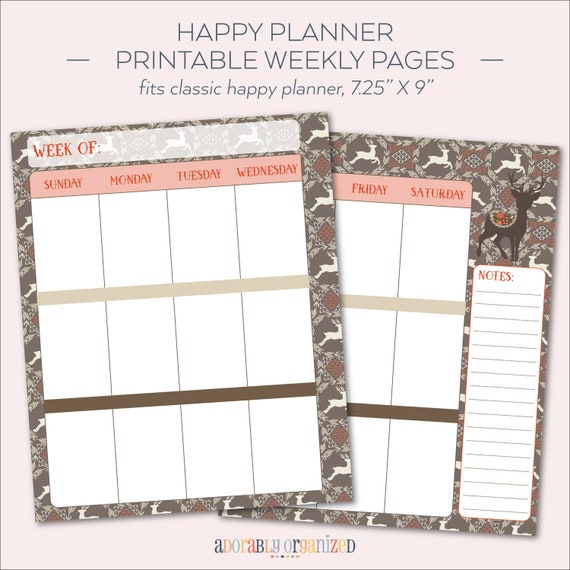 HAPPY PLANNER PRINTABLE Weekly Planner Refills / Inserts 7 X - Etsy