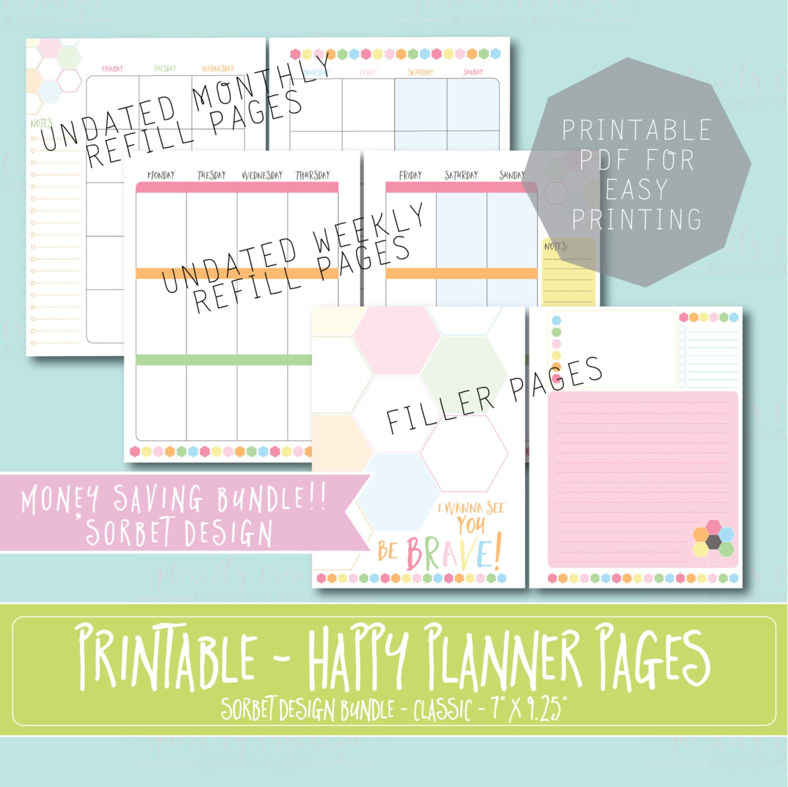 HAPPY PLANNER PRINTABLE Refill Bundle / Inserts 7 X 9.25 - Etsy