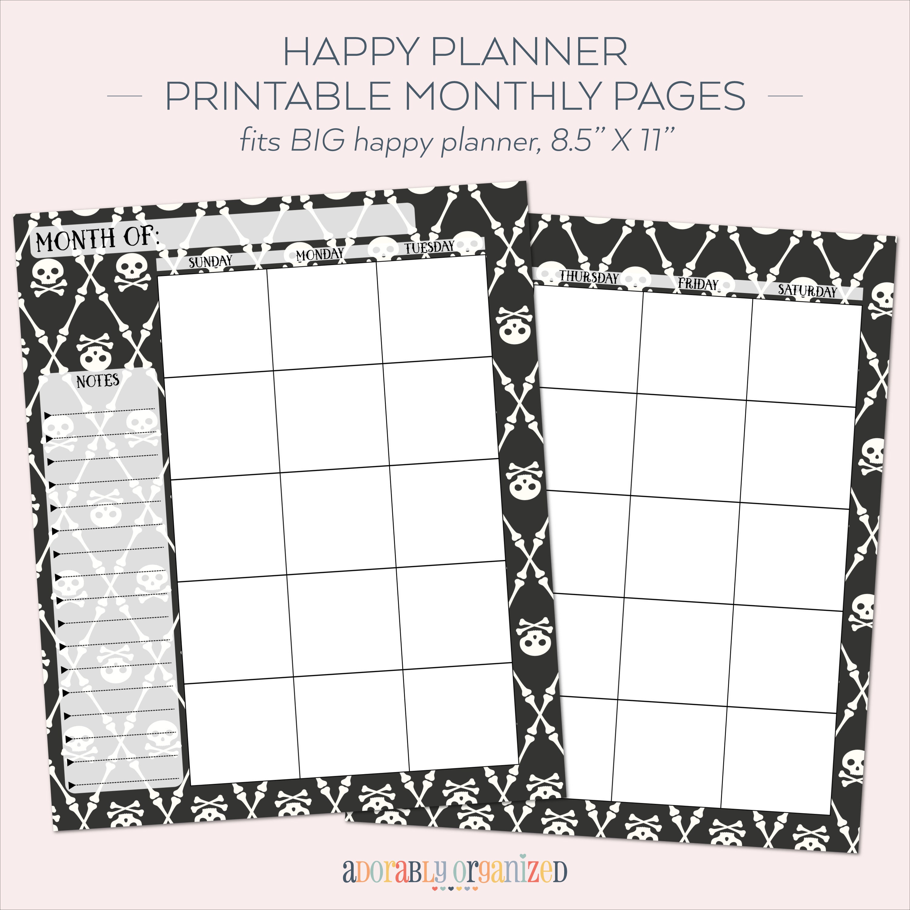 BIG HAPPY PLANNER Printable Monthly Planner Refills / Inserts - 8.5 X ...
