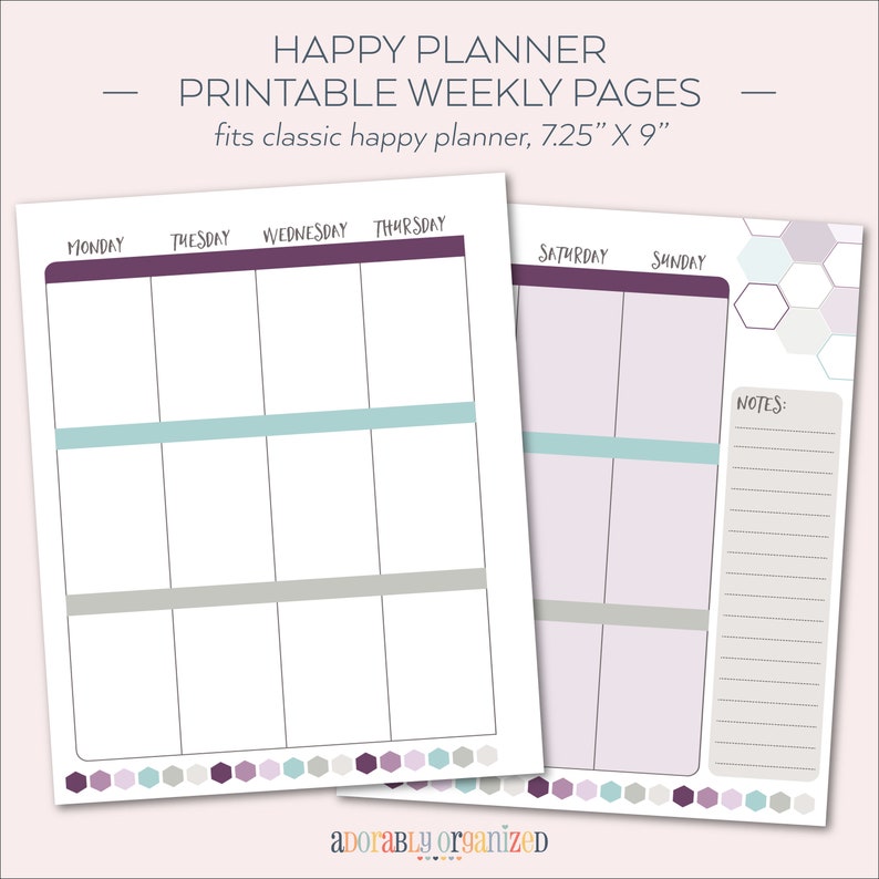 Happy Planner PRINTABLE Weekly Planner Refills / Inserts - 7 X 9.25 ...