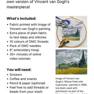 Vincent Van Gogh Embroidery Kit / Stitch Outside the Lines / Modern ...