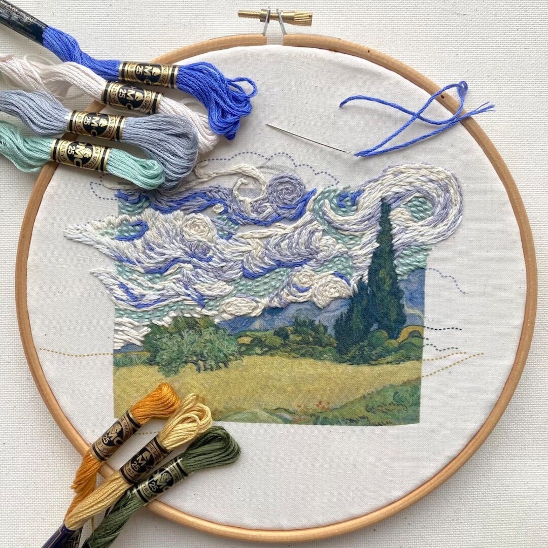 Vincent Van Gogh Embroidery Kit / Stitch Outside the Lines / Modern ...