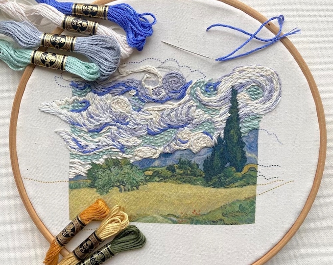 Vincent Van Gogh Embroidery Kit / Stitch Outside the Lines / Modern ...