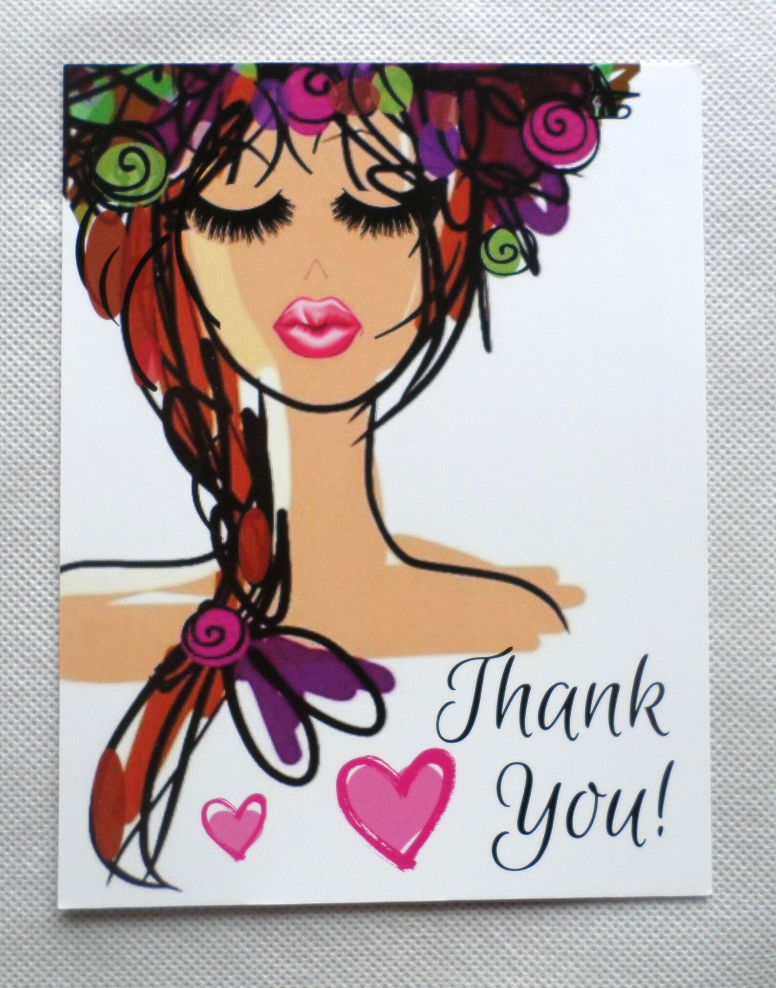 100 THANK YOU CARDS Cute Girl 4.2 X 5.5 Inches Merchandise | Etsy