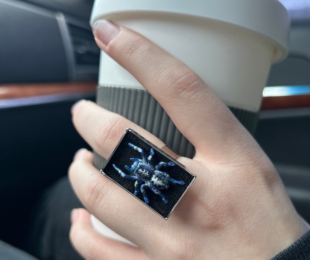 Blue Tarantula Gooty Sapphire Handmade Polymer Clay Ring With ...