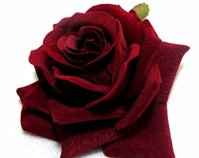 Dark Red Velvet Rose Hair Flower Clip and Optional Brooch Pin - Etsy