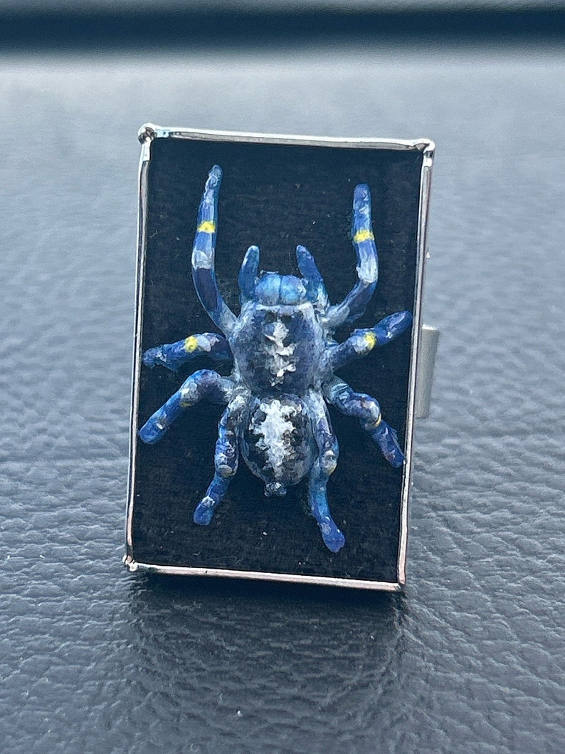 Blue Tarantula Gooty Sapphire Handmade Polymer Clay Ring With ...