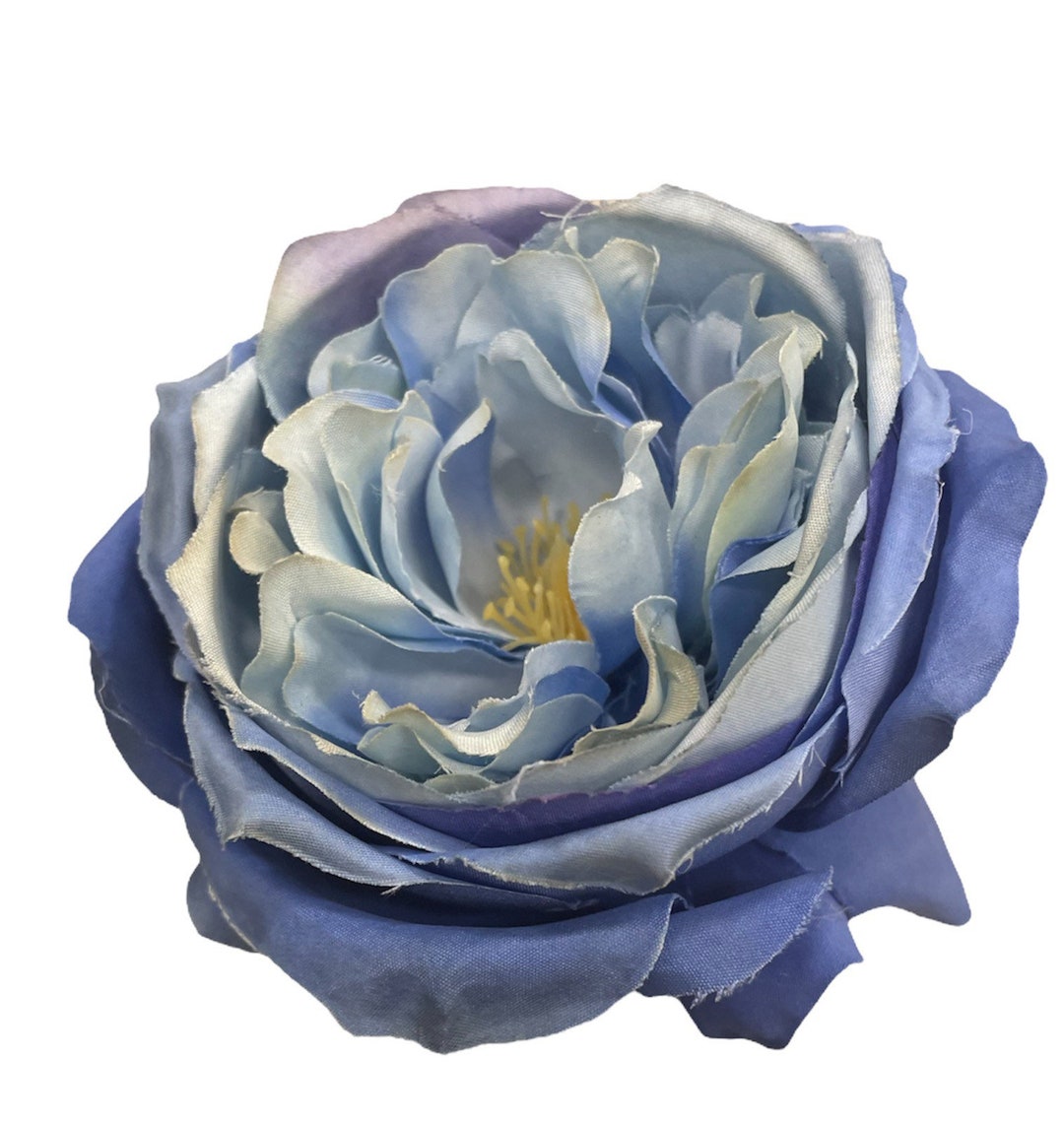 Beautiful Blue Cabbage Rose Hair Flower Clip - Etsy