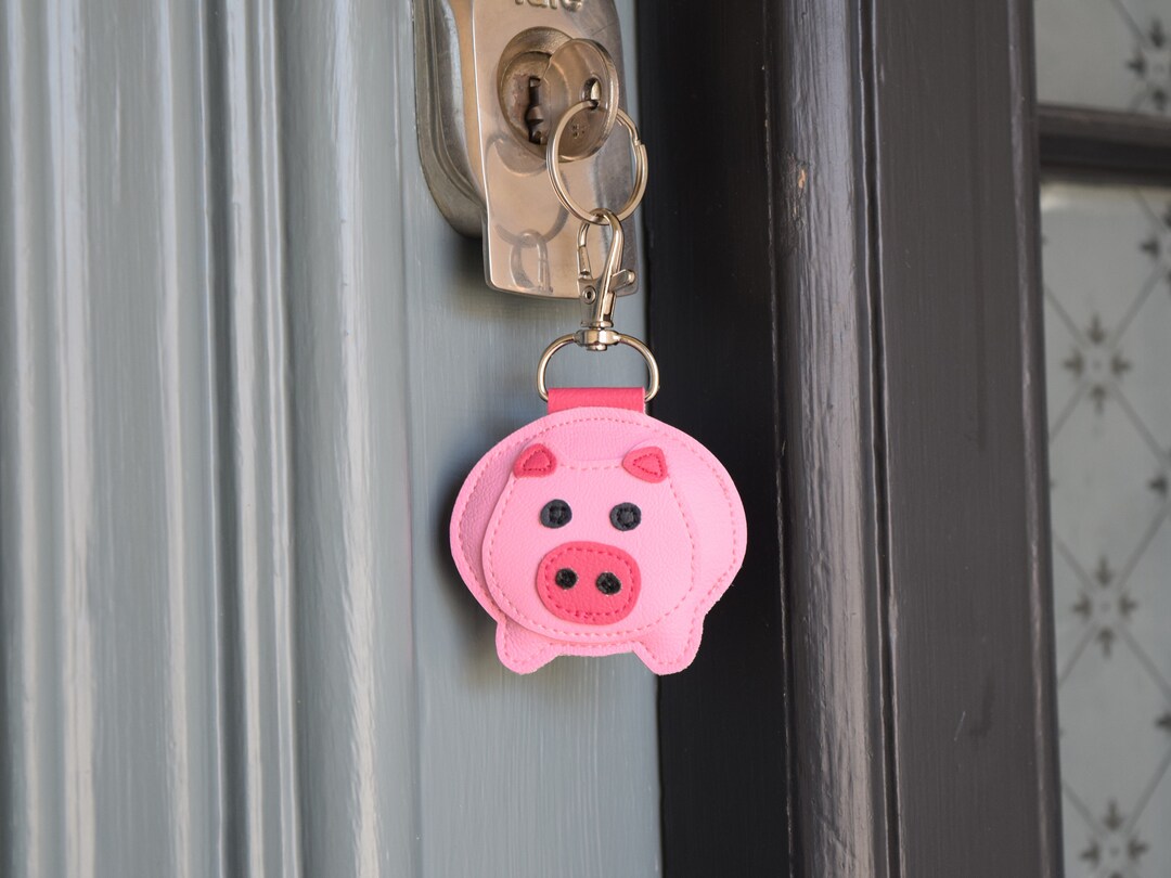 Pig Keyring, for Keys, Handbags, School Bags, Pink Pig, Pink Curly Tail ...