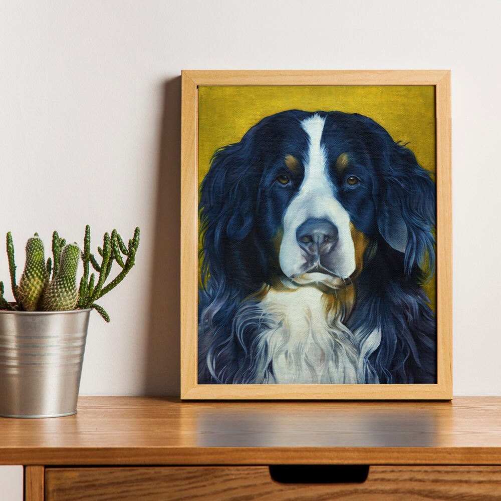 Shepard Mix Dog Art Print of Original Oil Painting - Decorative Artwork ...
